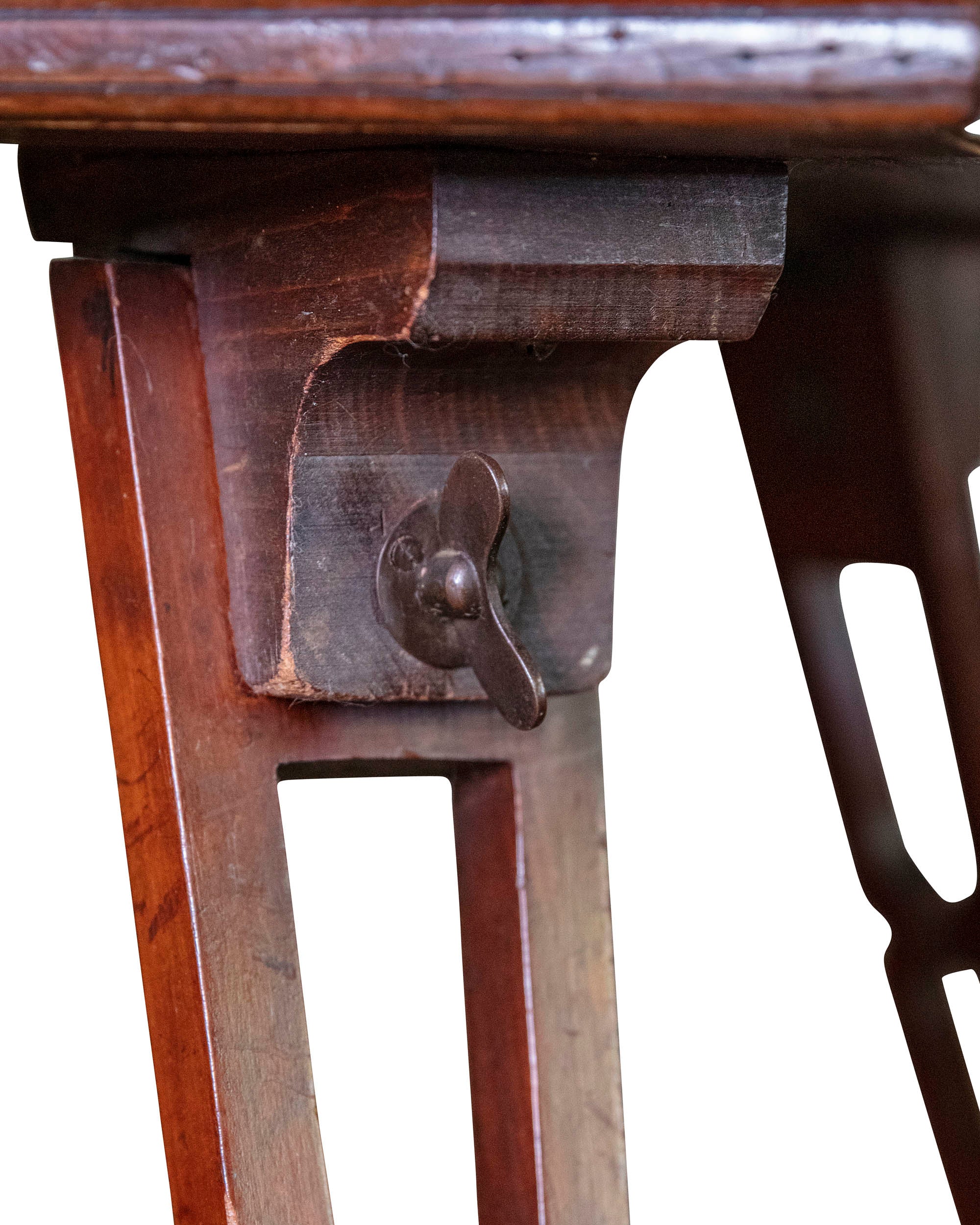 British folding field table made of mahogany wood and upholstered base ...